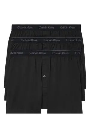 Calvin Klein Knit Cotton Boxers Set Of Three - Black
