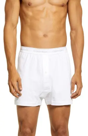 Calvin Klein Knit Cotton Boxers Set Of Three - White