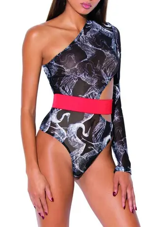 HAUTY Cutout One-shoulder Bodysuit - Black