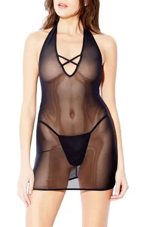 HAUTY Halter Sheer Chemise - Black