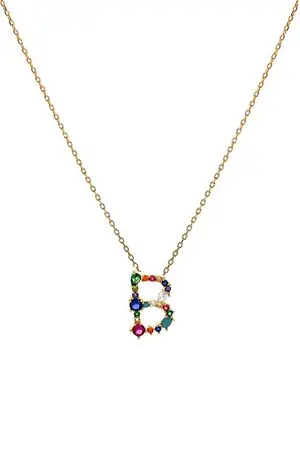 PANACEA Panacea Multicolor Crystal Initial Pendant Necklace Multi - B