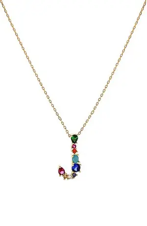 PANACEA Panacea Multicolor Crystal Initial Pendant Necklace Multi - J