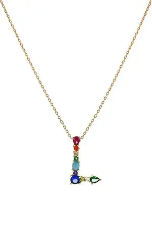 PANACEA Multicolor Crystal Initial Pendant Necklace - Multi - L