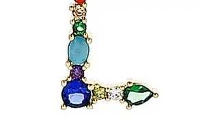 PANACEA Multicolor Crystal Initial Pendant Necklace - Multi - L