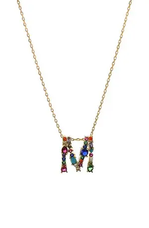 PANACEA Panacea Multicolor Crystal Initial Pendant Necklace Multi - M