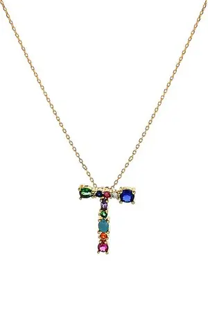 PANACEA Panacea Multicolor Crystal Initial Pendant Necklace Multi - T