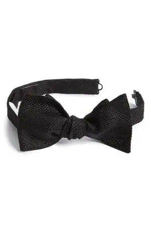 Eton Solid Silk-blend Bow Tie - Black
