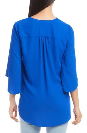 Karen Kane Asymmetrical Crepe Top - Blue