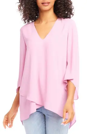 Karen Kane Asymmetrical Crepe Top - Dusted Pink