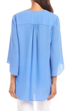 Karen Kane Asymmetrical Crepe Top - Dusty Blue