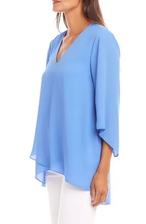 Karen Kane Asymmetrical Crepe Top - Dusty Blue