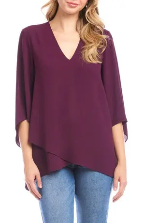 Karen Kane Asymmetrical Crepe Top - Eggplant