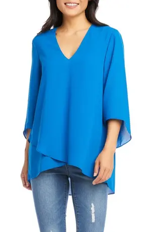 Karen Kane KAREN KANE Asymmetrical Crepe Top Mediterranean Blue