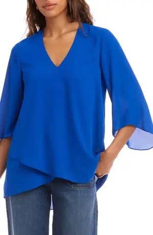 Karen Kane Karen Kane Asymmetrical Crepe Top Sapphire Blue