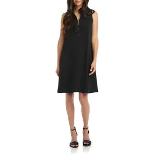 Karen Kane Travel Jersey Half Zip Shift Dress - Black