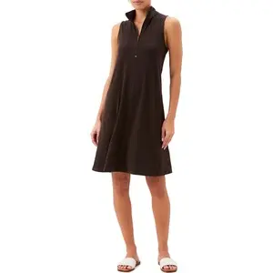 Karen Kane Travel Jersey Half Zip Shift Dress - Brown