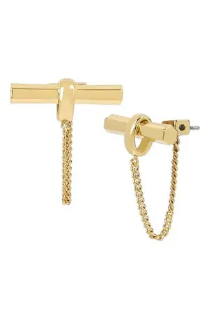 ALLSAINTS Toggle & Chain Earrings - Gold