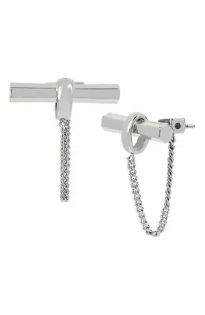 ALLSAINTS Toggle & Chain Earrings - Rhodium