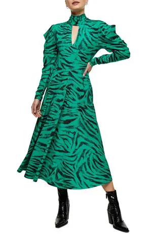 knee length dresses for ladies Eleni Leopard Print Midi Dress main image 1