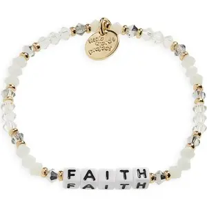 LITTLE WORDS PROJECT Faith Beaded Stretch Bracelet - Empire/white
