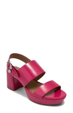 Aerosoles Platform Slingback Sandal - Magenta Crinkle Patent