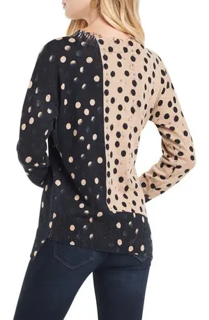NIC+ZOE Color Block Polka Dot Print Pullover