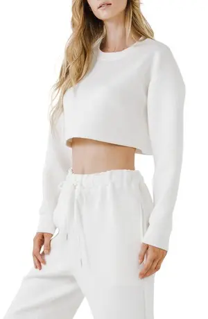 GREY LAB Lounge Wear Cropped Crewneck Sweatshirt
