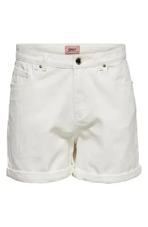 Only High-waisted Cuffed Denim Shorts