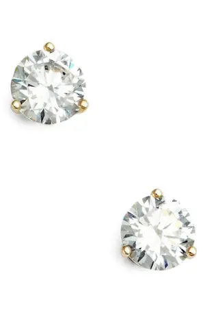 Nordstrom Cubic Zirconia Stud Earrings - Clear- Gold Round