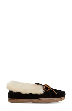 Minnetonka Alpine Genuine Shearling Slipper - Black