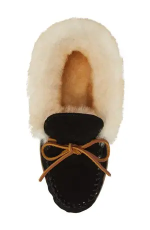 Minnetonka Alpine Genuine Shearling Slipper - Black