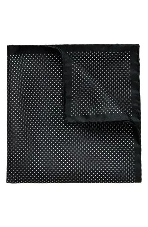 Eton Dot Silk Pocket Square Black