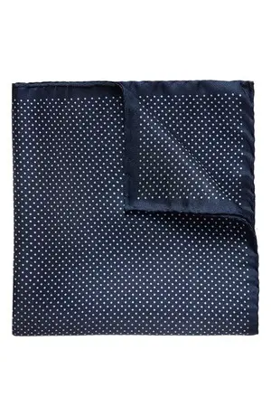 Eton Dot Silk Pocket Square - Blue