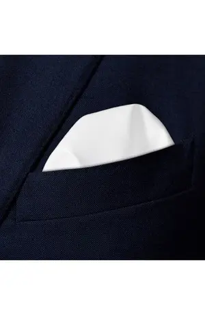 Eton Cotton Twill Pocket Square - White