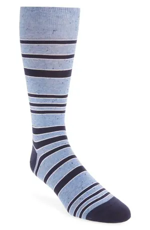 Cole Haan Cole Haan Striped Dress Socks Mid Blue Heather