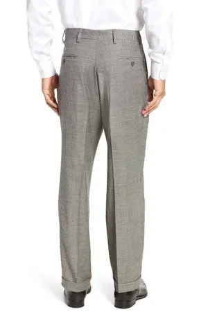 Berle Touch Finish Pleated Houndstooth Classic Fit Stretch Wool Dress Pants