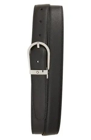Montblanc Horseshoe Buckle Reversible Sartorial Leather Belt - Black/ Brown