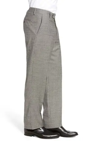 Berle Touch Finish Plaid Houndstooth Classic Fit Trousers - Black/white