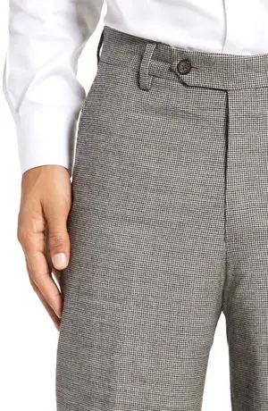 Berle Touch Finish Plaid Houndstooth Classic Fit Trousers - Black/white