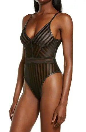 MAPALE Stripe Mesh Bodysuit