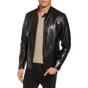 SCHOTT Café Racer Leather Jacket - Black