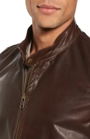 SCHOTT Café Racer Leather Jacket - Brown