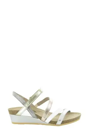 Naot Hero Strappy Wedge Sandal - Silver/white/rose Gold/gold