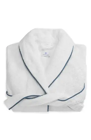 MATOUK Cairo Terry Robe White/ Sea