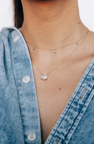 Anzie Dew Drop Cluster Topaz Pendant Necklace - Gold