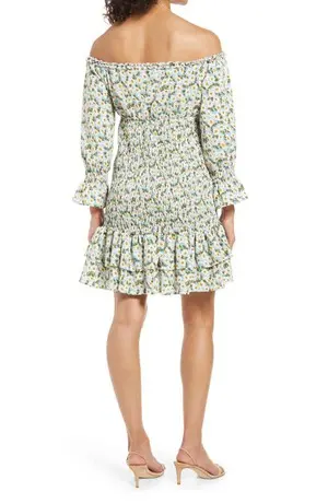 SAVI MOM Daisy Flora Off The Shoulder Ruffle Maternity Dress
