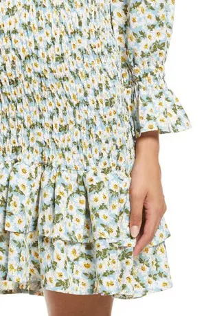 SAVI MOM Daisy Flora Off The Shoulder Ruffle Maternity Dress