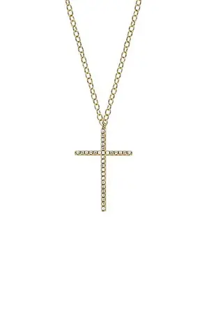 Ef Collection Diamond Cross Pendant Necklace - Yellow Gold