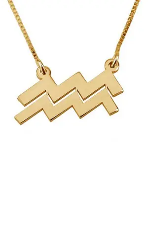 MELANIE MARIE Zodiac Pendant Necklace - Gold Plated - Aquarius