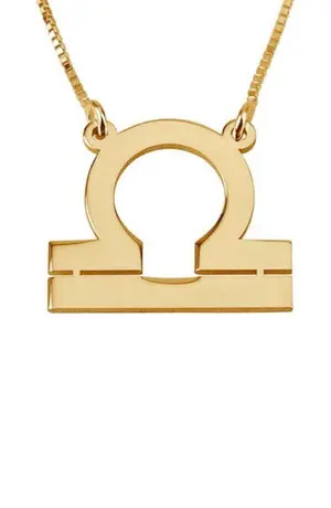 MELANIE MARIE Zodiac Pendant Necklace - Gold Plated - Libra